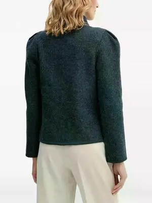 HOSS INTROPIA Textured Stand Collar Buttoned Jacket - Blue