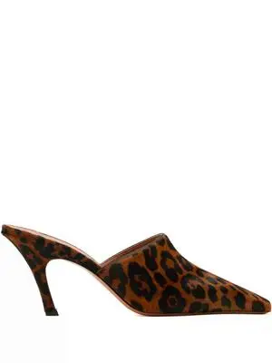 Amina Muaddi Jamie Leopard-print Heeled Mules