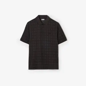Burberry Check Cotton Blend Polo Shirt - Coal Grey