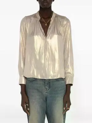 Zadig&Voltaire Metallic V-neck Blouse