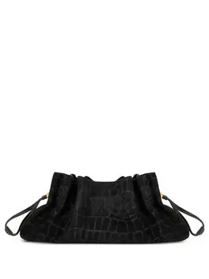 Elisabetta Franchi Croc Effect Clutch Bag - Black
