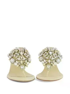 Rabanne Crystal Embellished Leather Sandals - Neutrals