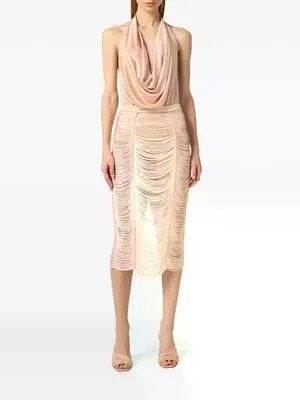 Elisabetta Franchi Shiny Viscose Jersey Halter Neck Top