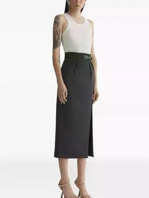 MUGLER Belted Pencil Skirt With Side Slit