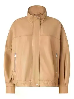 Pinko Leather Blouson Jacket With Stand-up Collar