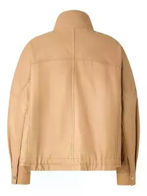 Pinko Leather Blouson Jacket With Stand-up Collar