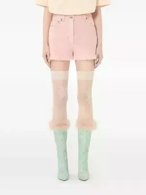 Valentino Garavani Floral Embellished Denim Shorts