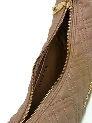 Moschino Quilted Shoulder Bag With Logo Detail Neutrals