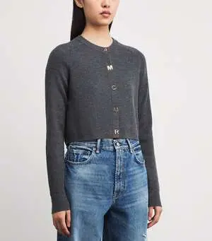 Maje Amour" Button Rib-knit Wool Cardigan - Black