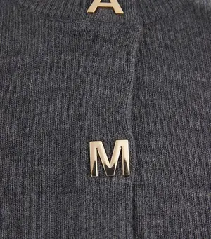 Maje Amour" Button Rib-knit Wool Cardigan - Black