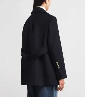 Maje Wool-blend Double-breasted Pea Coat - Blue