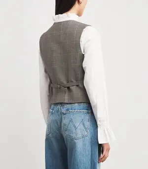 Maje Wool-blend Check Sleeveless Waistcoat - Black