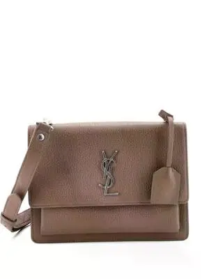 Saint Laurent Saint Laurent Sunset Satchel Leather Medium Crossbody Bag Brown