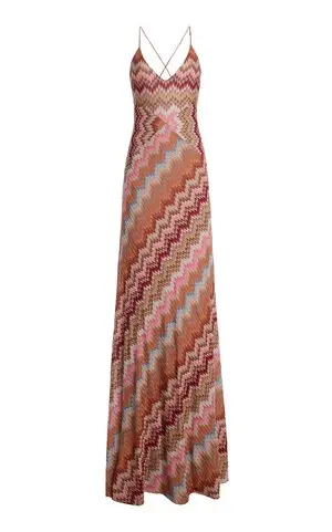 Missoni V-neck Chevron Knit Maxi Dress - Multi