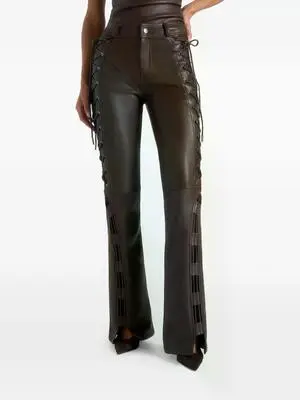 Manière De Voir Ambre Lace-up Flared Trousers - Brown