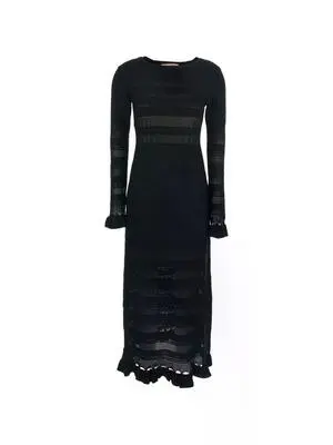 TWINSET Openwork Knit Dress With Ruffled Hem And Cuffs