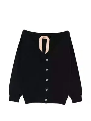 N°21 Off-shoulder Button-front Cardigan - Black
