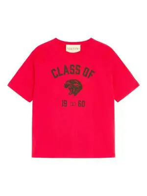 Valentino Garavani Panther-print Cotton T-shirt - Red