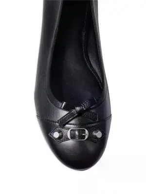 Balenciaga City Bow Buckled Ballet Flats - Black