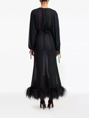 16Arlington Davis Feather-trim Midi Dress