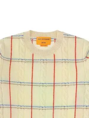 Guest In Residence Cable Knit Plaid Sweater