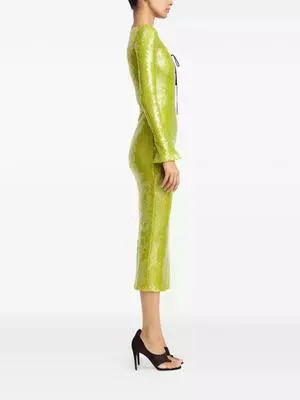 16Arlington Solaria Sequin Lace-up Midi Dress - Green