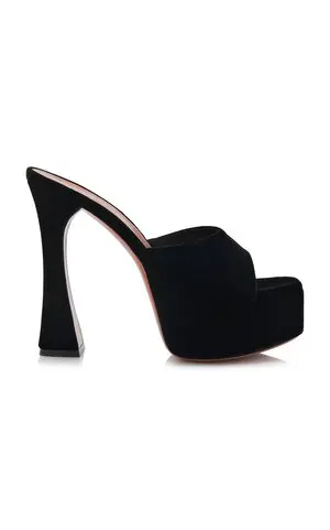 Amina Muaddi Dalida Velvet Platform Mules - Black