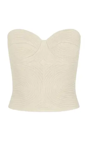 ANDRES OTALORA Morenita Embroidered Linen Top - Ivory