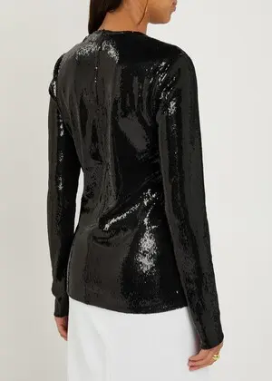 TOTEME Round-neck Sequin Top - Black