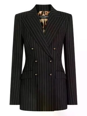 Dolce & Gabbana Striped Double-breasted Jacket - Black