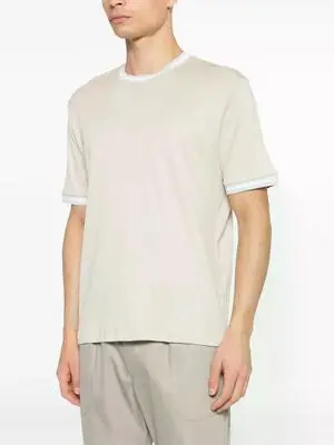Eleventy Ribbed-trim T-shirt - Neutrals