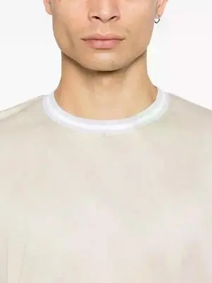 Eleventy Ribbed-trim T-shirt - Neutrals