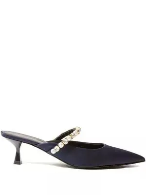 Stella McCartney Elsa Pearl Embellished Heeled Mules - Blue