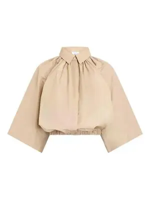 PATOU Patou Gathered Cropped Blouse Neutrals