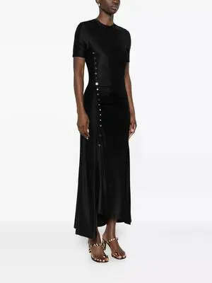 Rabanne Button Detail Asymmetrical Hem Dress - Black