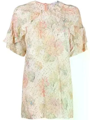 Red Valentino Metallic Embroidered Floral Blouse - Neutrals