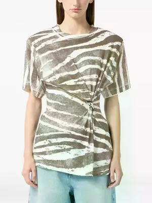 Blumarine Dolphin Brooch Printed T-shirt - Brown