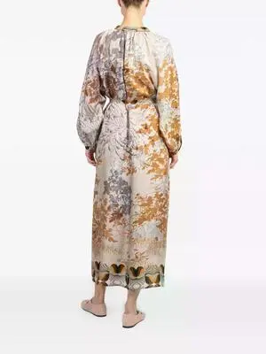 PIERRE-LOUIS MASCIA Aloe Floral-print Long-sleeve Dress