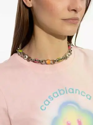 Casablanca Tone Floral Motif Necklace - Silver