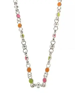 Casablanca Enamel Charm Necklace - Silver
