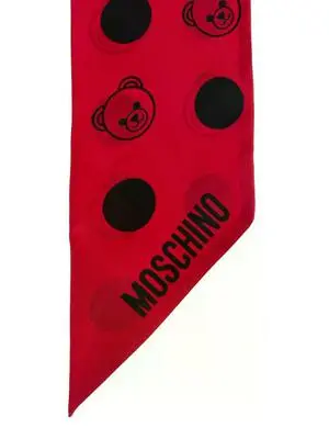 Moschino Polka-dot Teddy Silk Scarf - Red