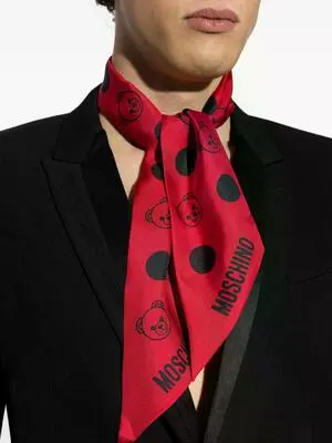 Moschino Polka-dot Teddy Silk Scarf - Red