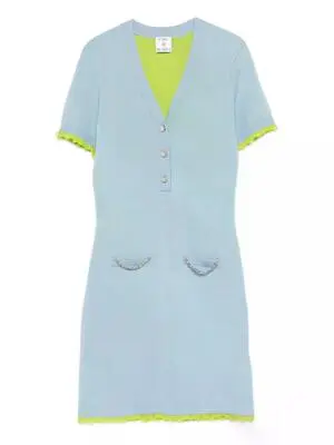 Casablanca Pearl Embellishment Mini Dress - Blue