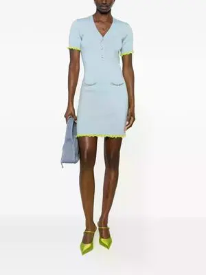 Casablanca Pearl Embellishment Mini Dress