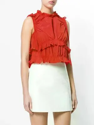 Kenzo Sleeveless Tiered Ruffle Crop Top
