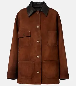 Prada Suede Field Jacket With Leather Trim
