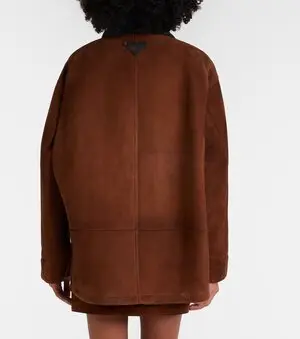 Prada Suede Field Jacket With Leather Trim