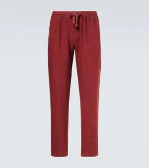 Fedeli Linen Drawstring Trousers - Red