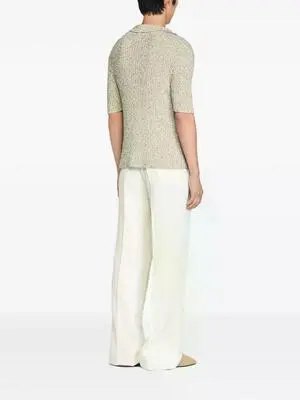 Sandro Marl Cotton Knit Polo Shirt - Neutrals
