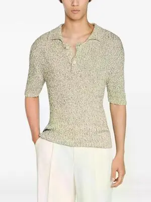 Sandro Marl Cotton Knit Polo Shirt